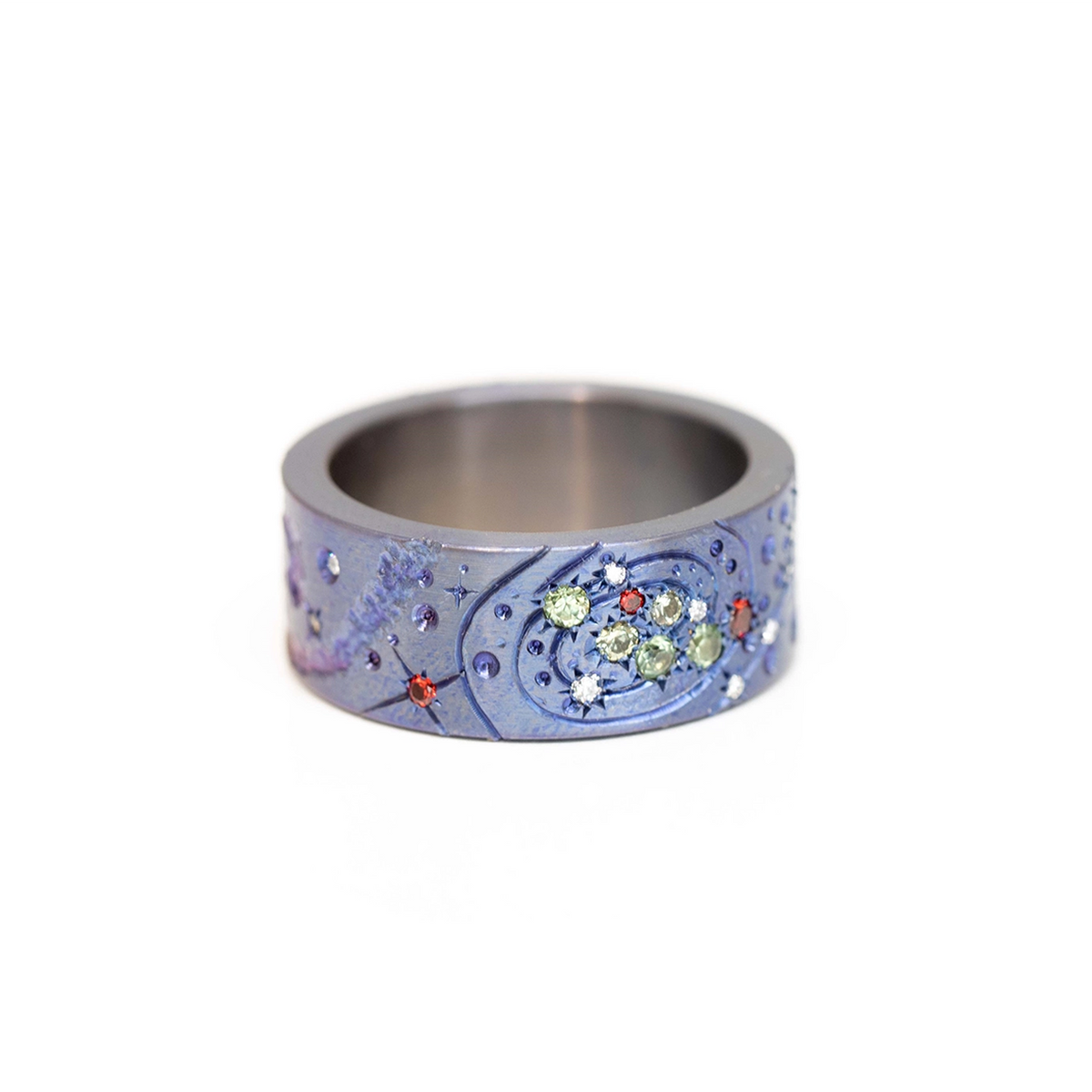 RUBY MARDI | Titanium Galaxy ring featuring diamonds and sapphires ...
